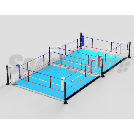 Ecofix floor-mounted double boxing ring with aluminium border | SportCom